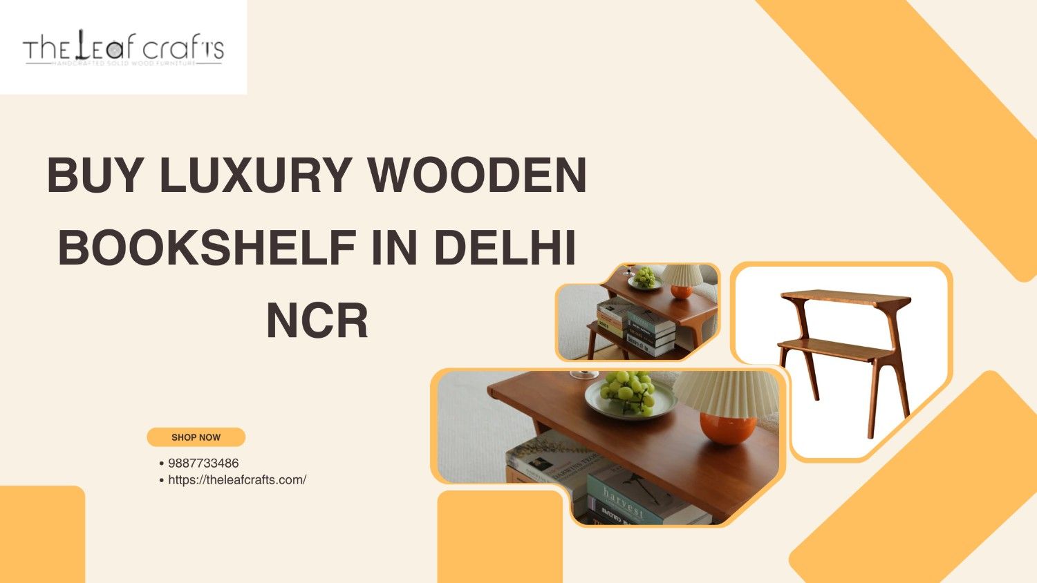 Buy Luxury Wooden Bookshelf in Delhi NCR | The Leaf Crafts